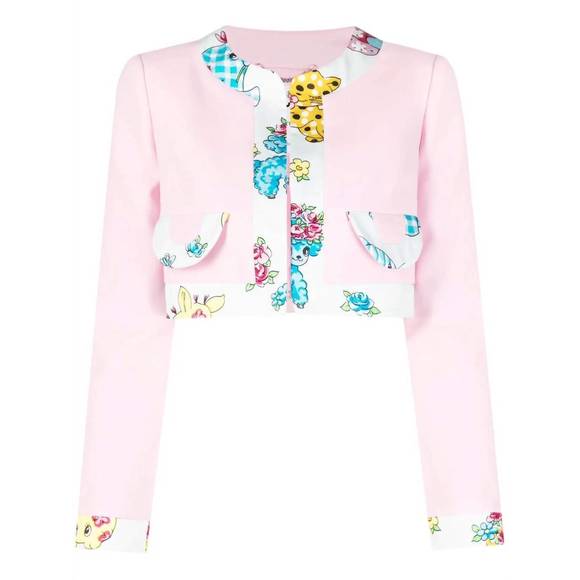 Moschino | Tops | New Moschino Calico Animal Crepe Jacket In Pink ...
